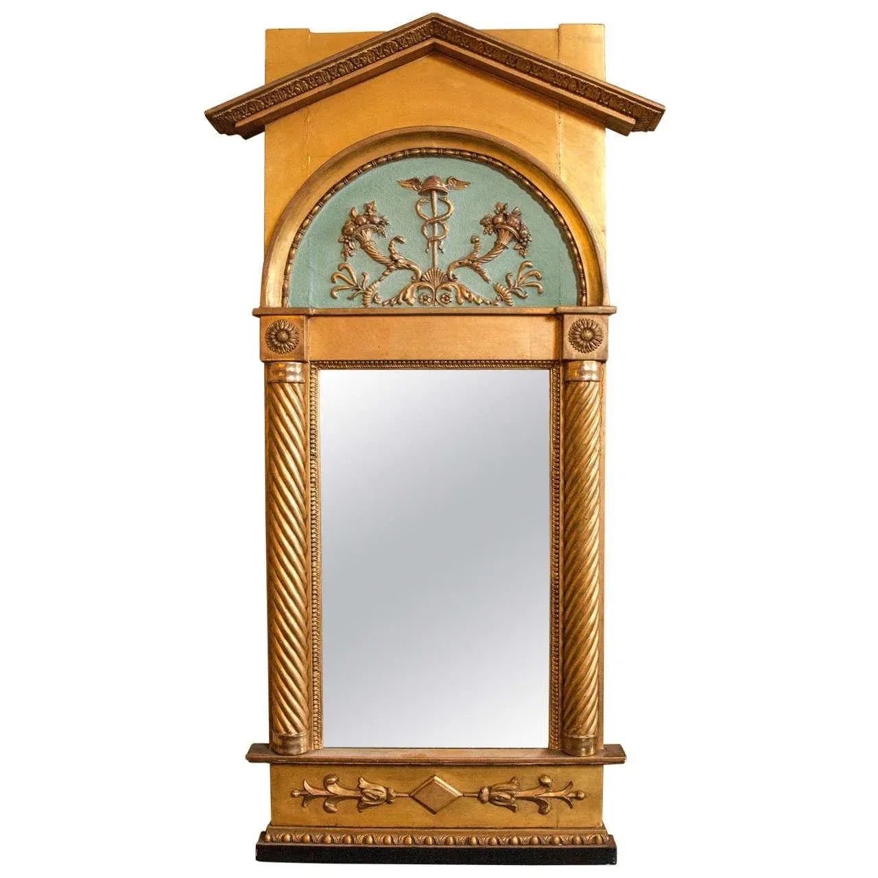 Italian Neoclassical Paint Decorated Mirror | Chairish