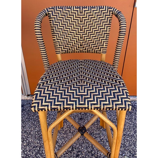 1990s Palecek Bar Stools French Provincial Style Rattan With Multi ...