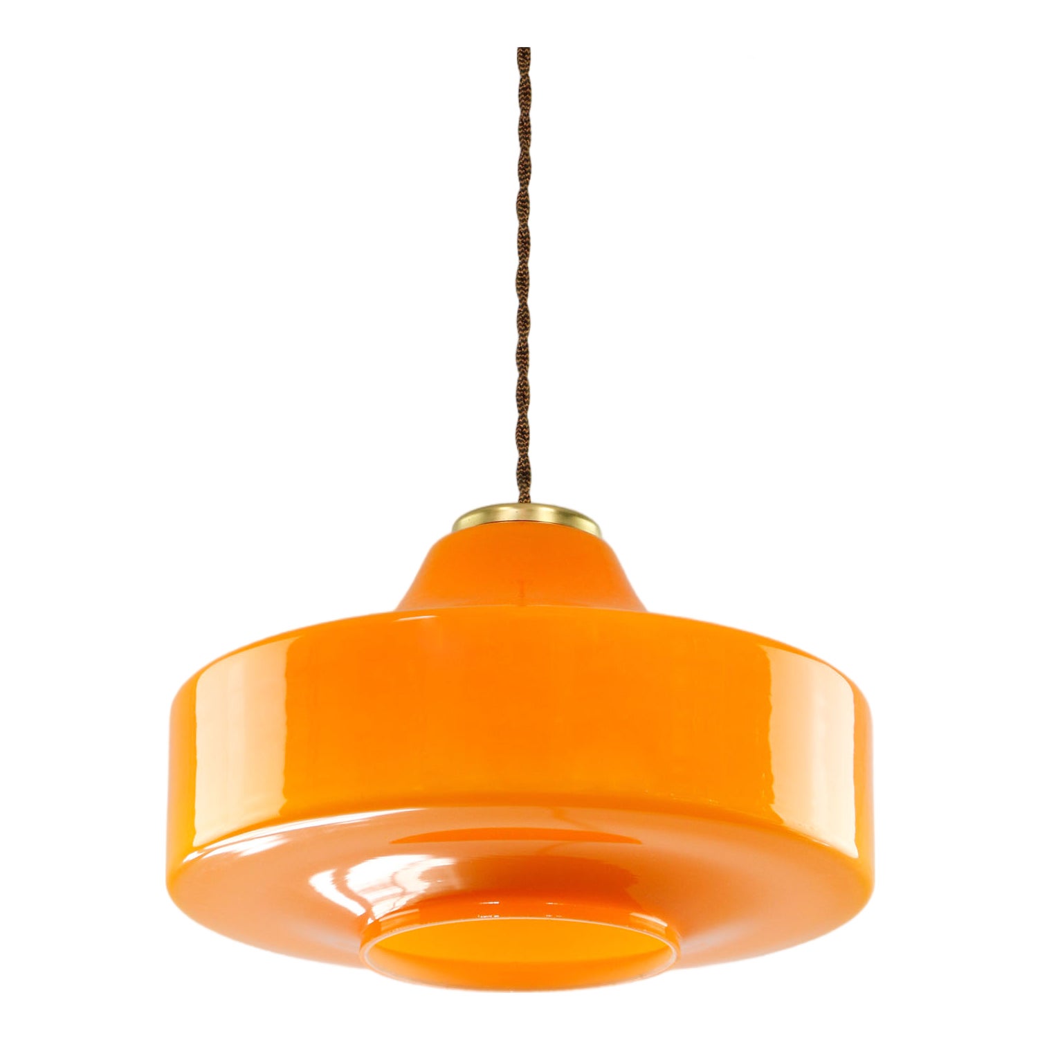 Mid-Century Modern Italian Pendant Lamp in Orange Glass and Brass ...