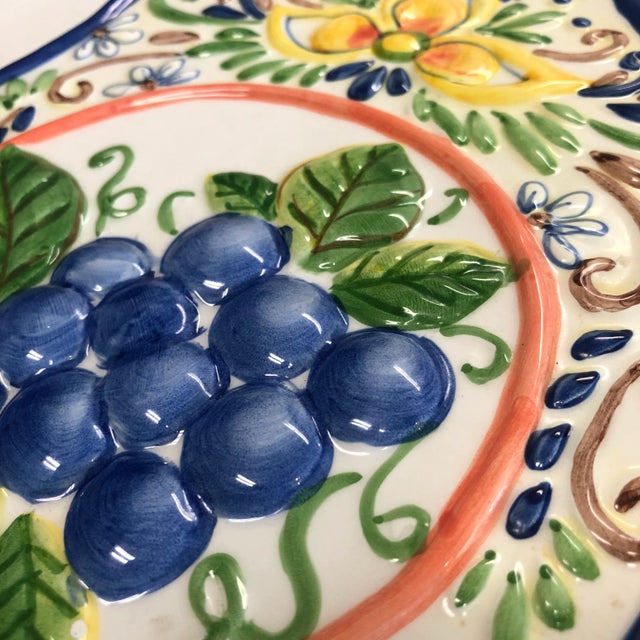 Vintage 1980s Embossed Hand Painted Ceramic Pottery Grape Design Wall ...