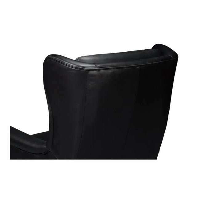 Classic Black Leather Wingback Chair | Chairish