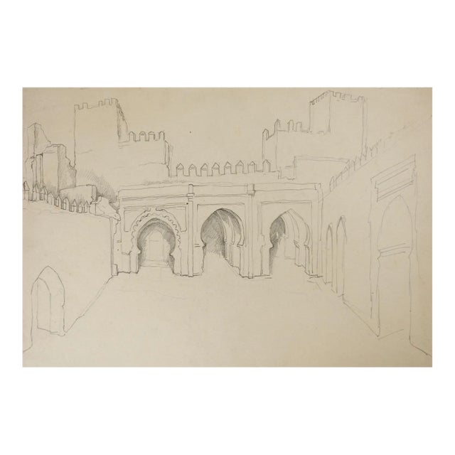 Vintage George Baer North African Architecture Study Drawing | Chairish