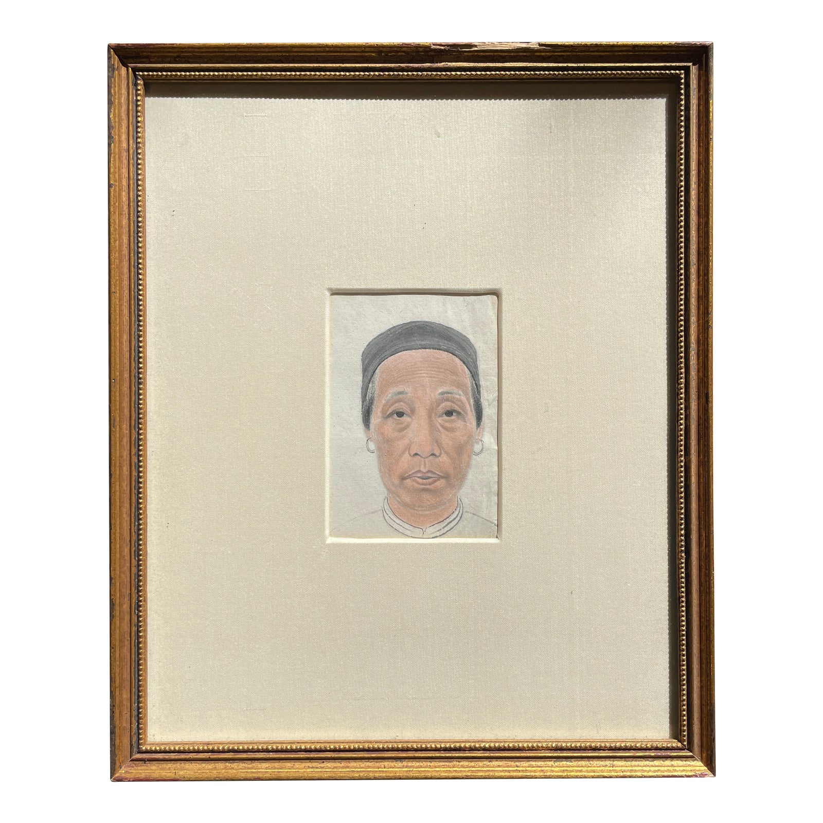 Historic Watercolor Woman Portrait Shanghai C. 1900 | Chairish