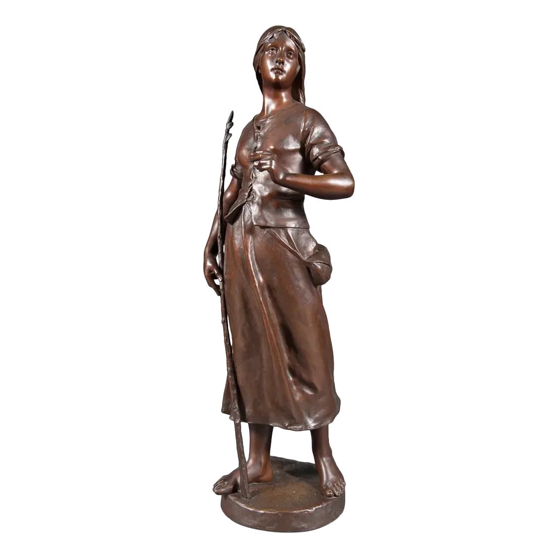 19th C. French Patinated Bronze of a Standing Peasant Women after Eug ...