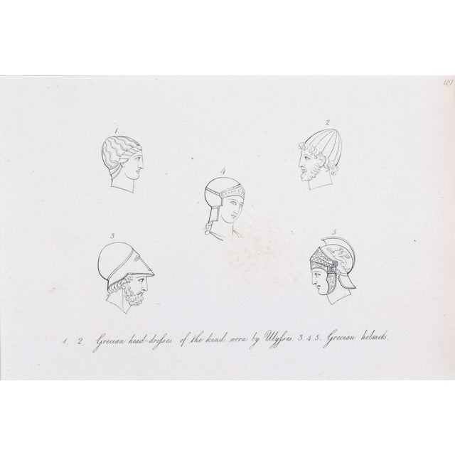 19th Century Antique English Greco Roman Helmet Costume Etching by Hope ...