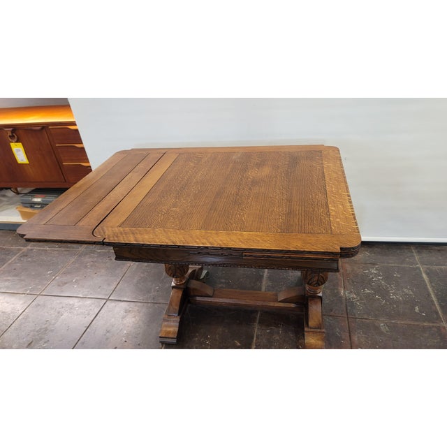 Antique English Oak Draw Leaf Table Hand Carving Jacobean Pineapple ...