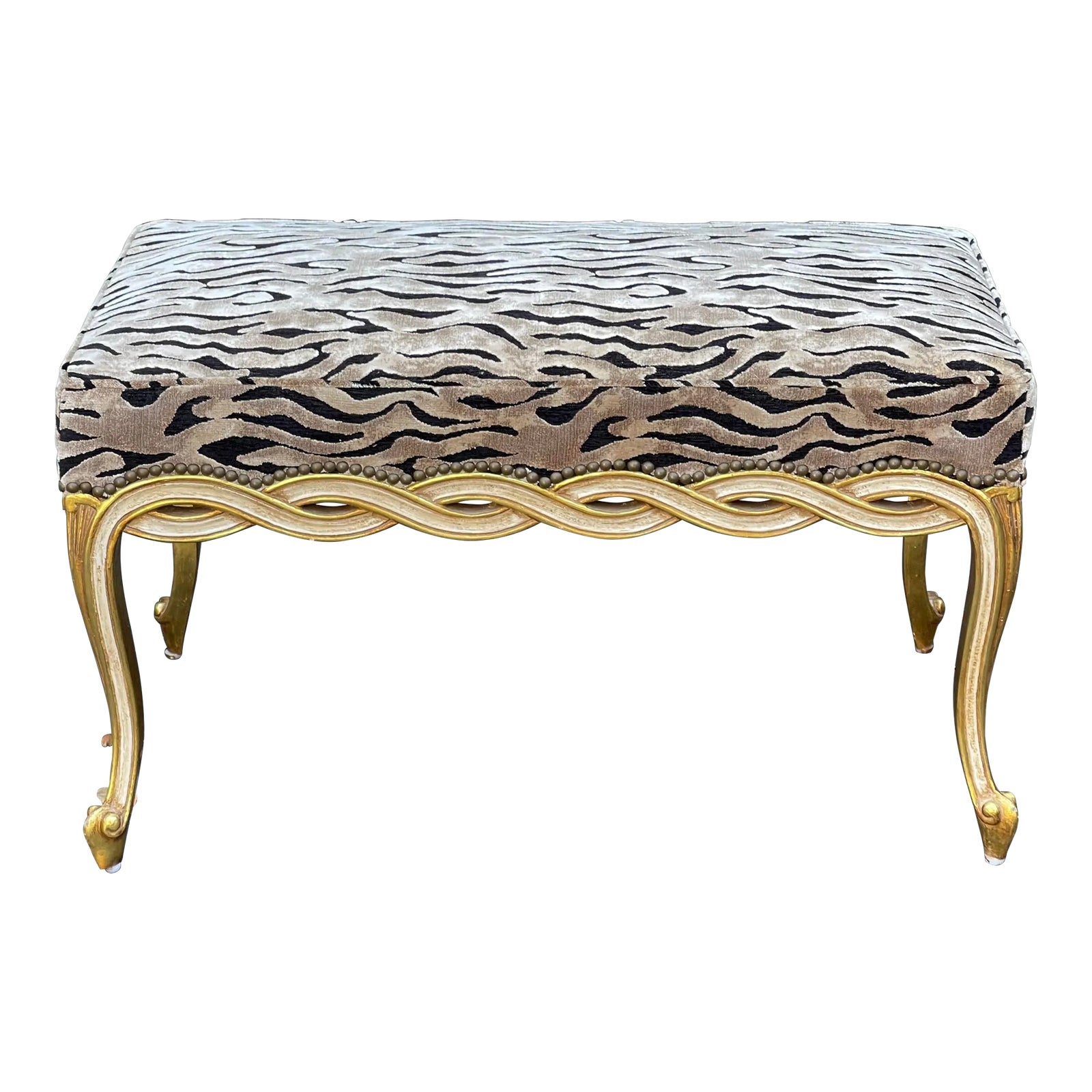 Regency Style Giltwood Ribbon Bench W Zebra Velvet by Randy Esada ...