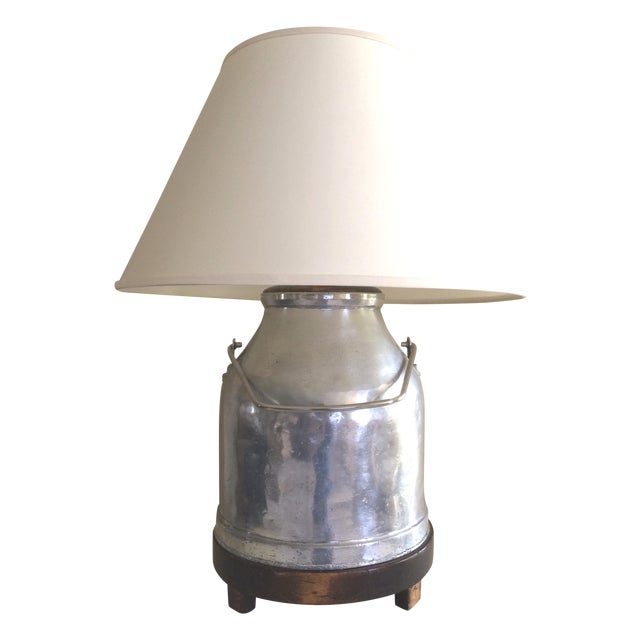 Polished Aluminum Lamp on Walnut Base | Chairish