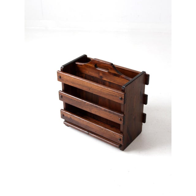 Vintage Wood Magazine Rack | Chairish