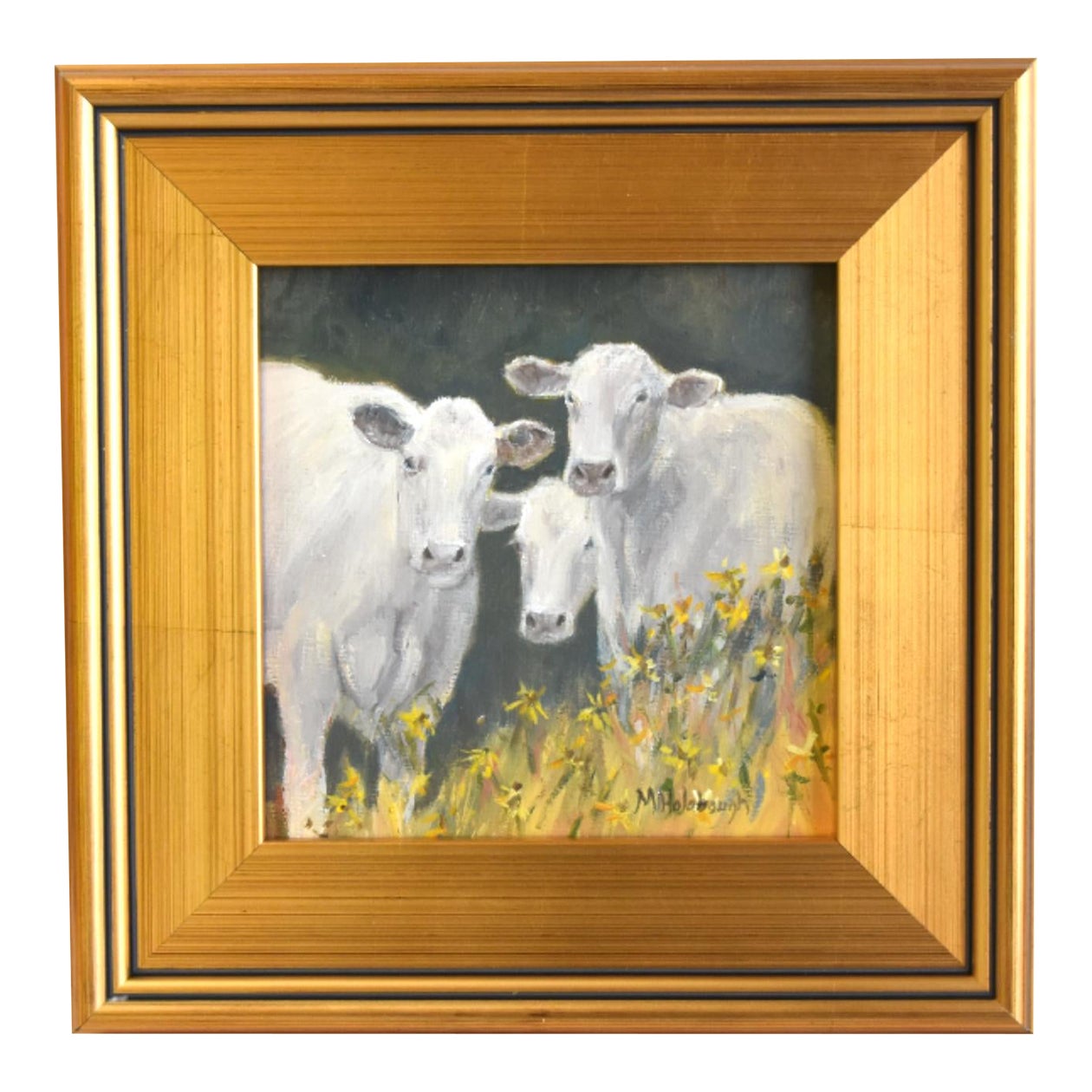Farmhouse Cows in a Field of Flowers Oil Painting Including the ...