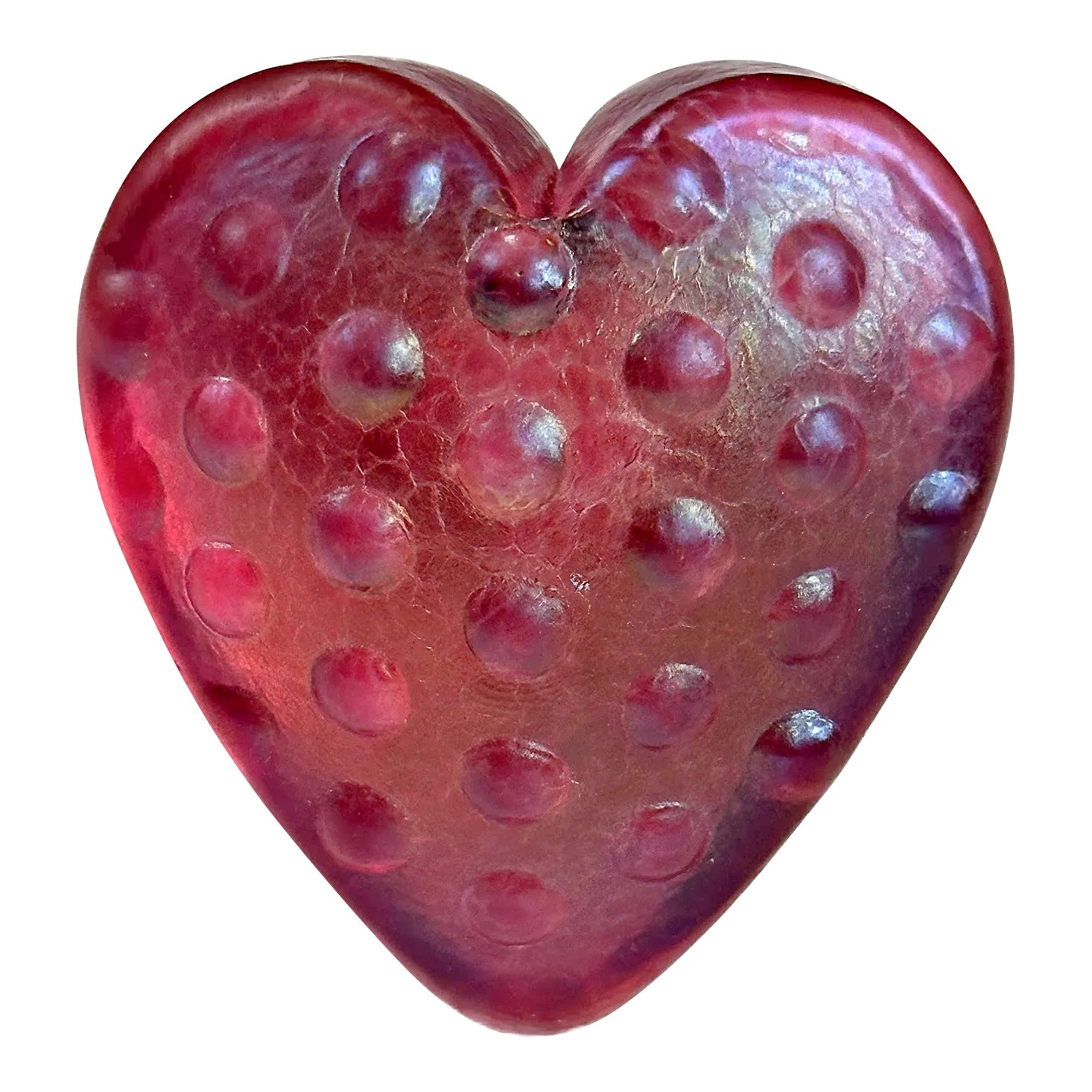 20th Century Robert Held Iridescent Raspberry Hand Blown Glass Heart ...