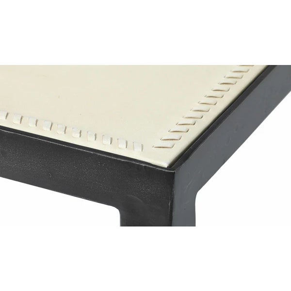 Off White Full Grain Leather Mid Century Side Table Nevado | Chairish