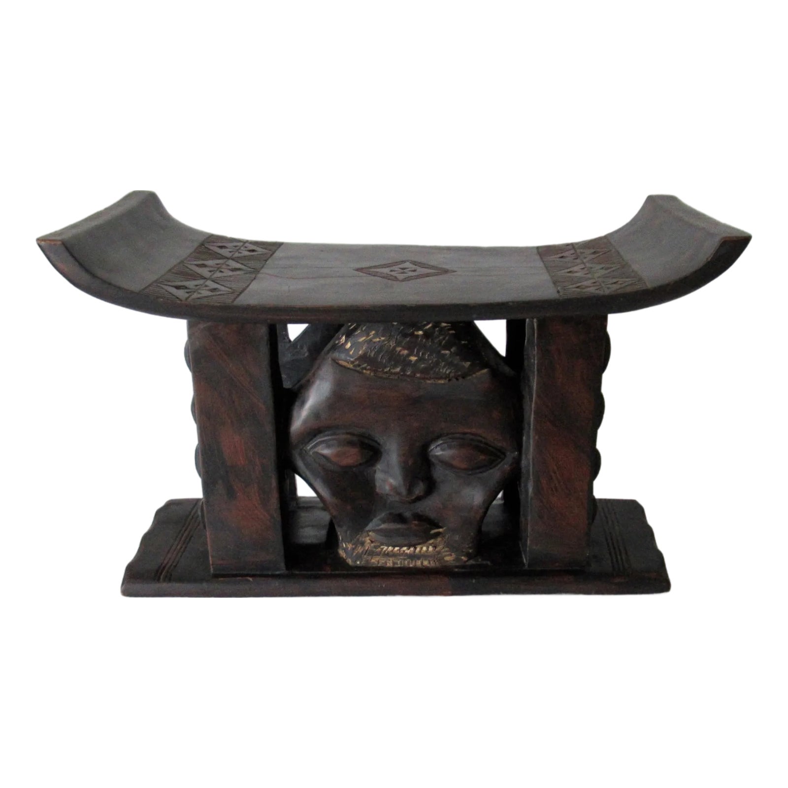 Vintage Wood-Carved African Ashanti Bench, Stool | Chairish