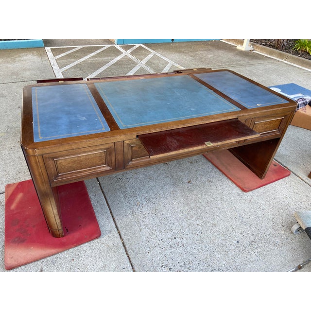 Alex Stuart Vintage Modern Inlaid Leather Mahogany Executive Desk ...