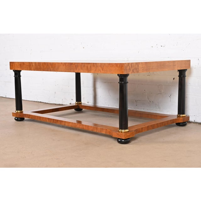 Baker Furniture French Empire Inlaid Cherry and Burl Wood Coffee Table ...