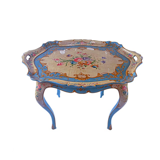 Early 20th Century Antique Venetian Hand Painted Tray Table | Chairish