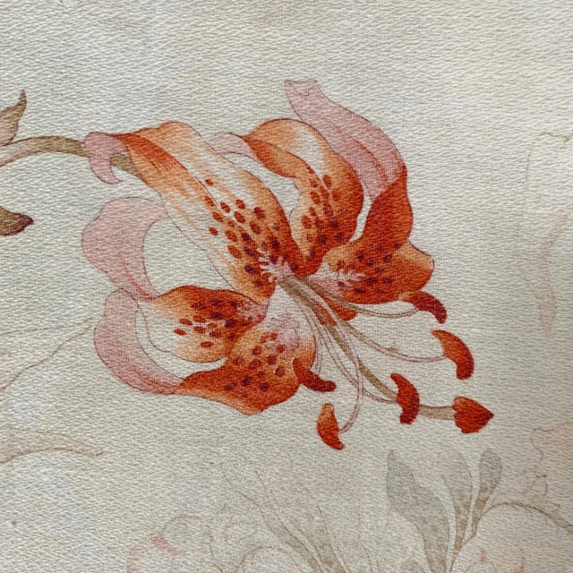 French Cretonne Floral Printed Botanical Fabric | Chairish