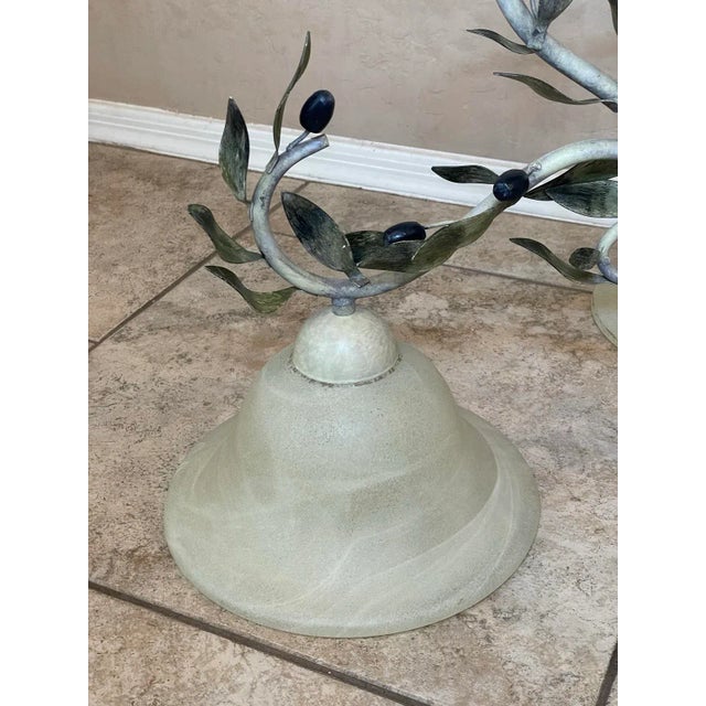 Vintage Tole Painted Metal Olive Tree Branches Chandelier Ceiling Lamp ...