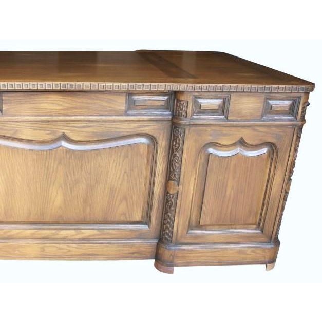 Romweber Carved Viking Oak 72" Executive Desk - Mid 20th Century | Chairish