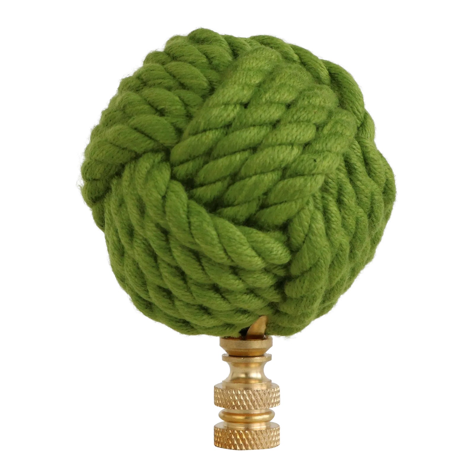 Nautical Knot Lamp Finial in Moss Green on Brass Hardware | Chairish