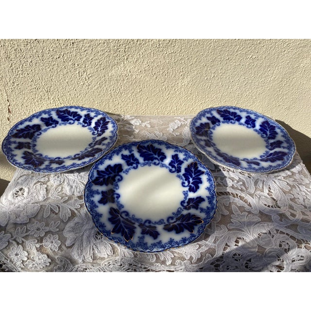 Antique English Flow Blue Plates- Set of 9 | Chairish