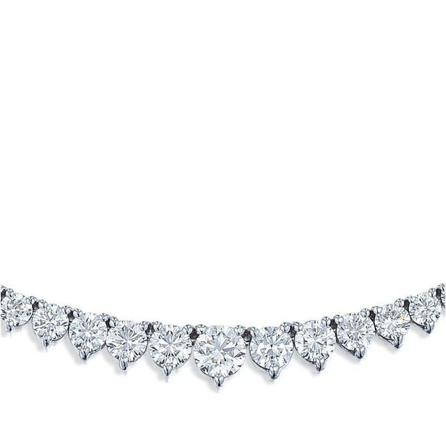 10 Carat Brilliant Round Graduating Diamond Tennis Necklace in 14K ...