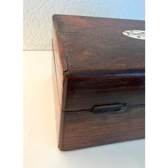 Antique Rosewood Jewelry Box With Lock and Key | Chairish