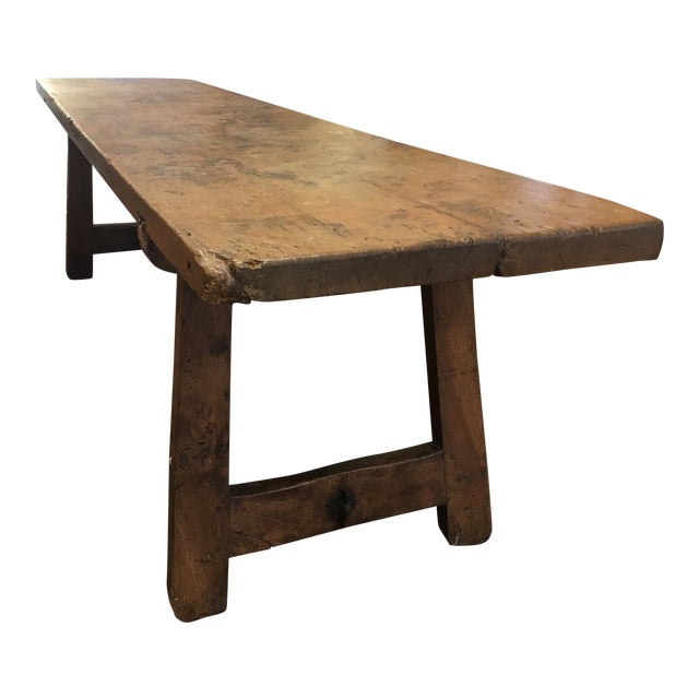 Rustic Refectory Table With Scroll Metal Iron Details & Accents | Chairish