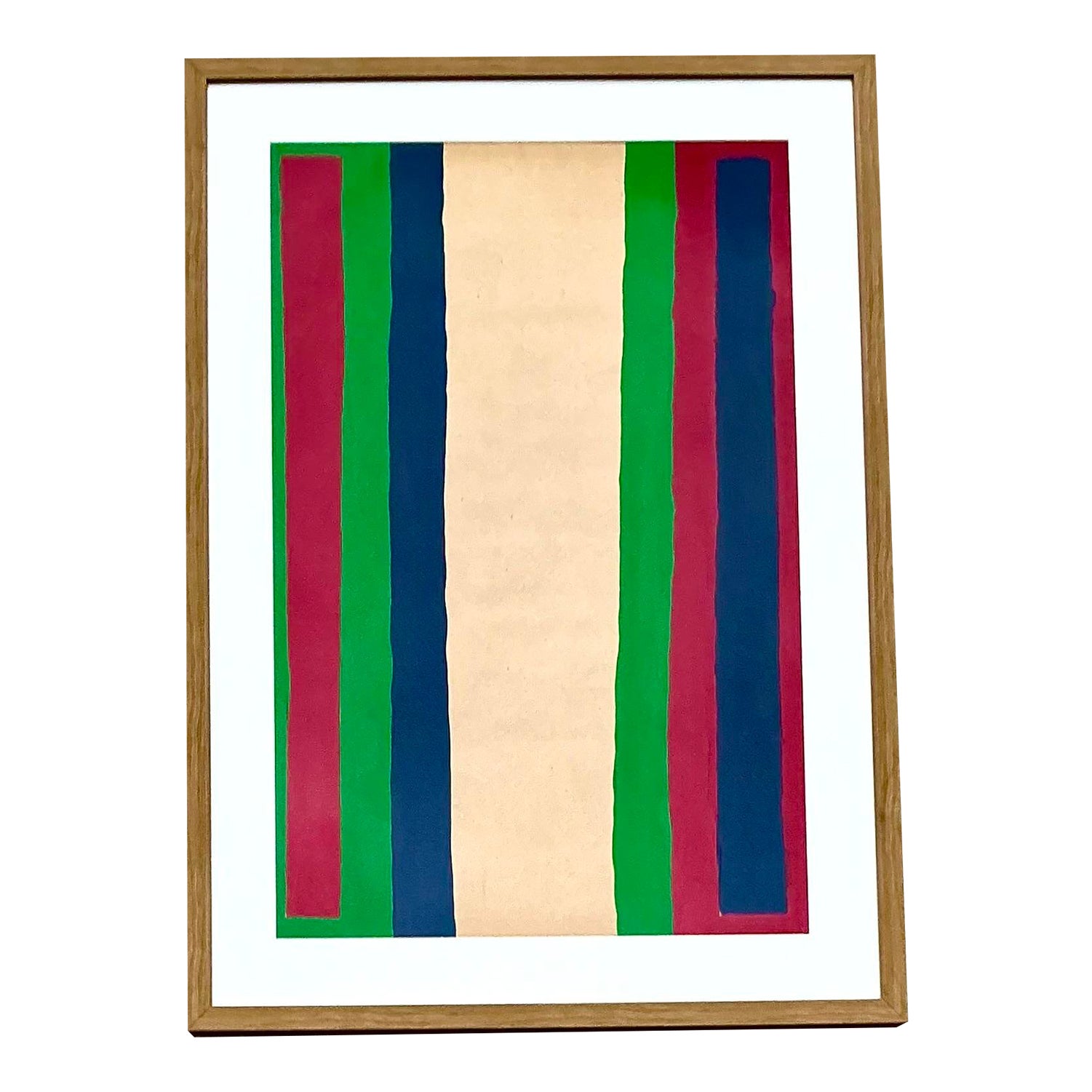 Vintage Boho Original Geometric Abstract Oil on Paper | Chairish