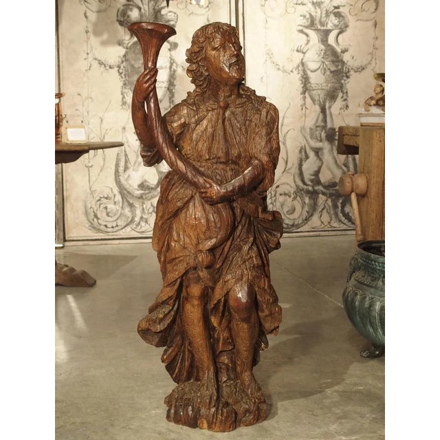 Circa 1650 Carved Hardwood Figural Cornucopia Statue From Italy | Chairish