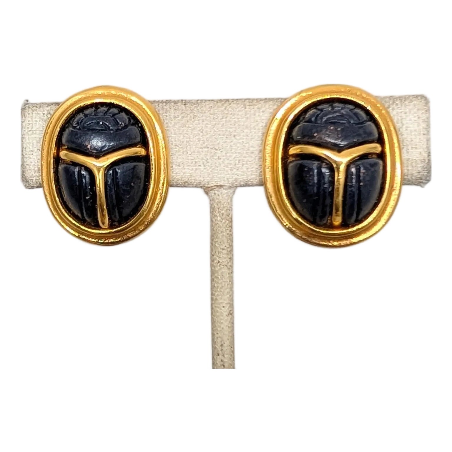 Vintage Signed Pierre Balmain Paris Goldtone Faux-Lapis Scarab Clip ...