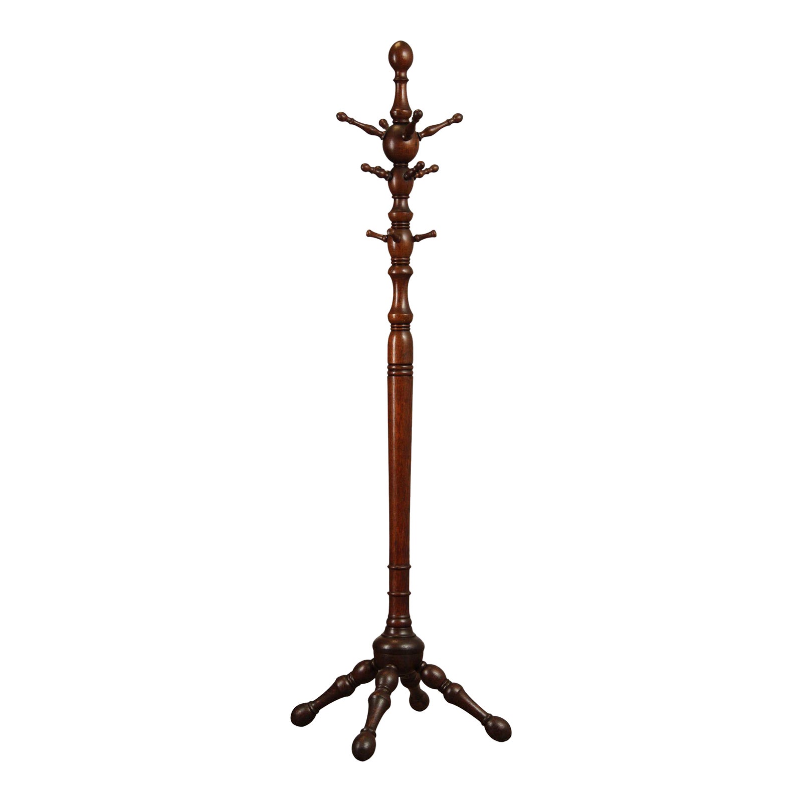 Antique Victorian Carved Oak Coat Tree | Chairish