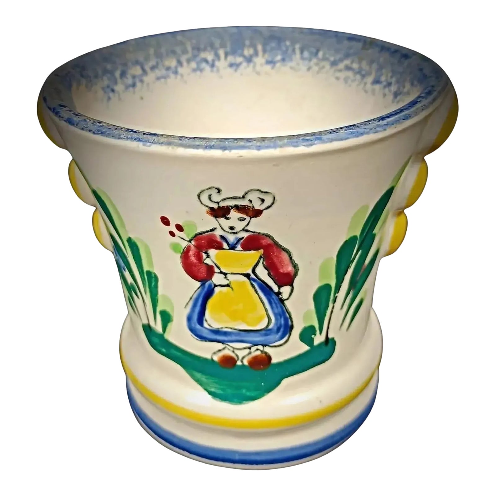Vintage Faience Pot by m.f.a Pornic Dinard With Breton and Floral ...