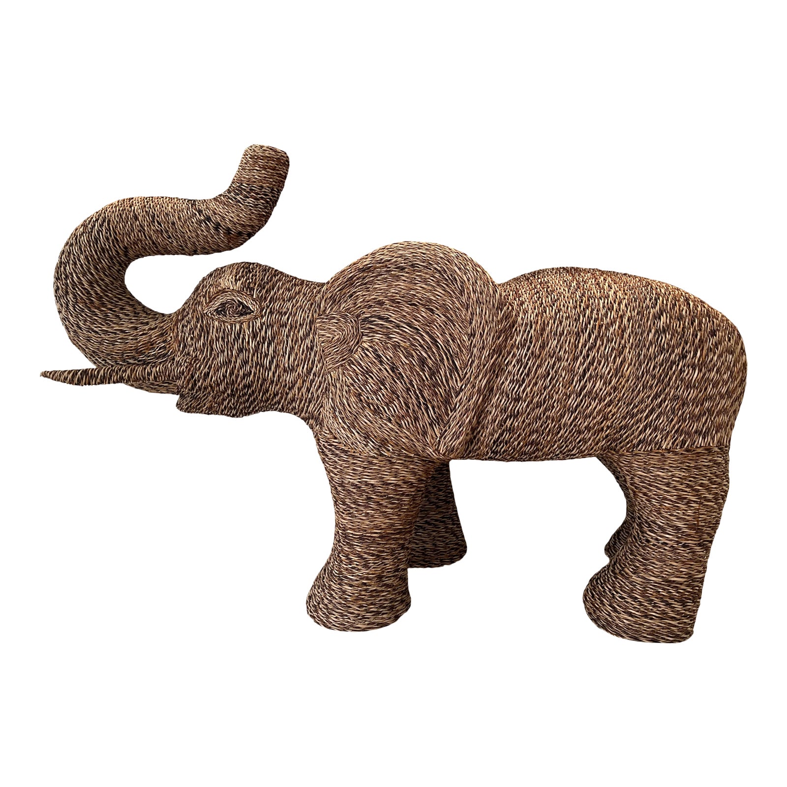 Vintage Wicker Rattan Style Elephant | Chairish