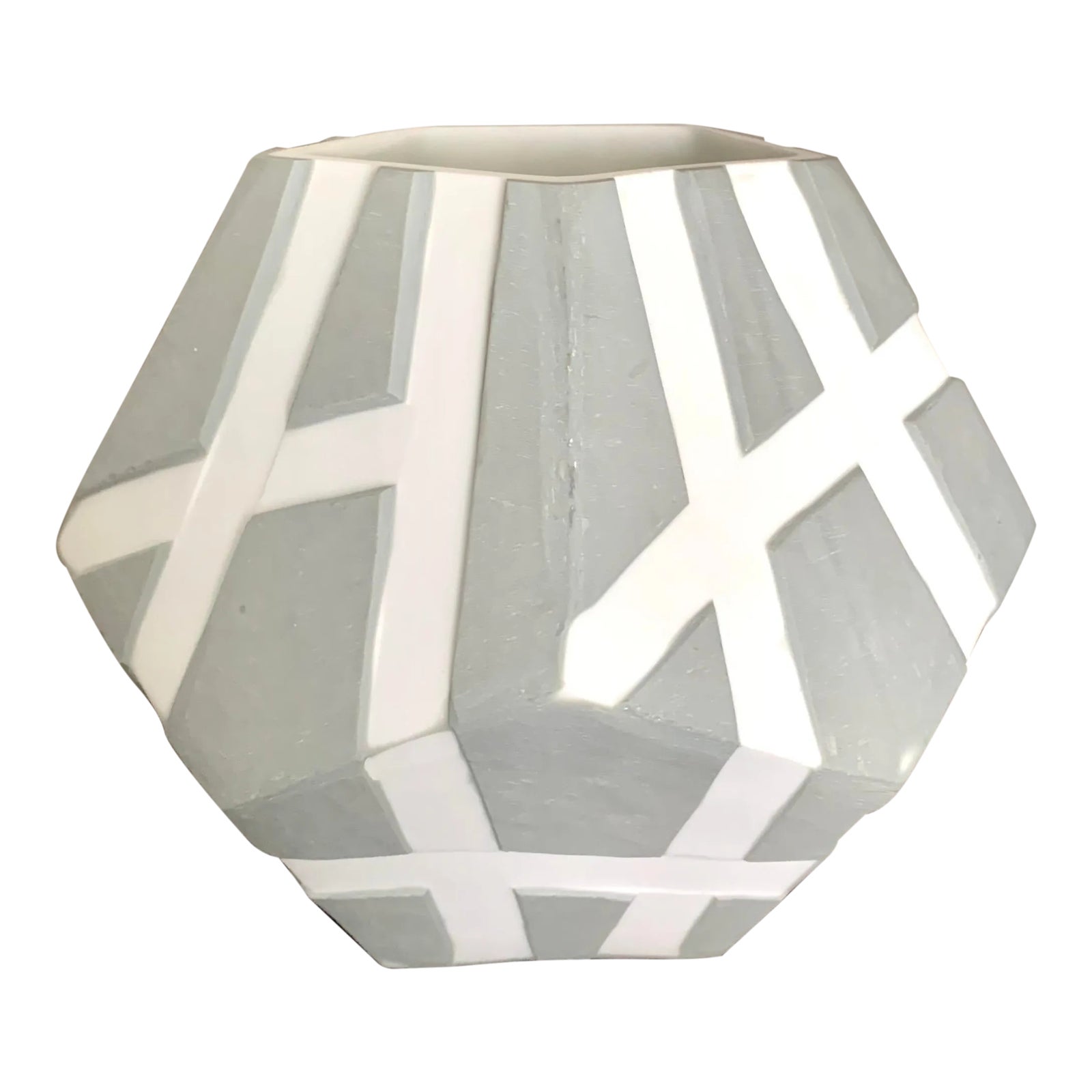 Grey Abstract Contemporary Ceramic Vase | Chairish