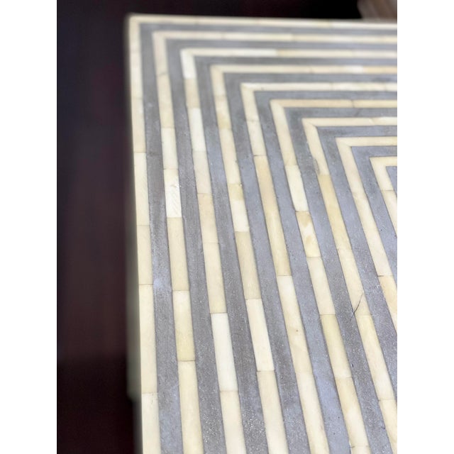 Bone and Resin Striped Mod Side Table Malena Stripped Side Table by ...