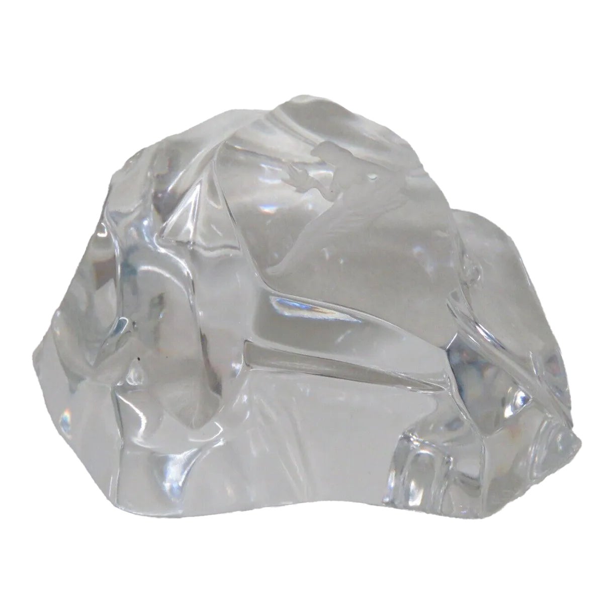 Val Saint Lambert Crystal Art Glass Engraved Woman Rock Shape ...