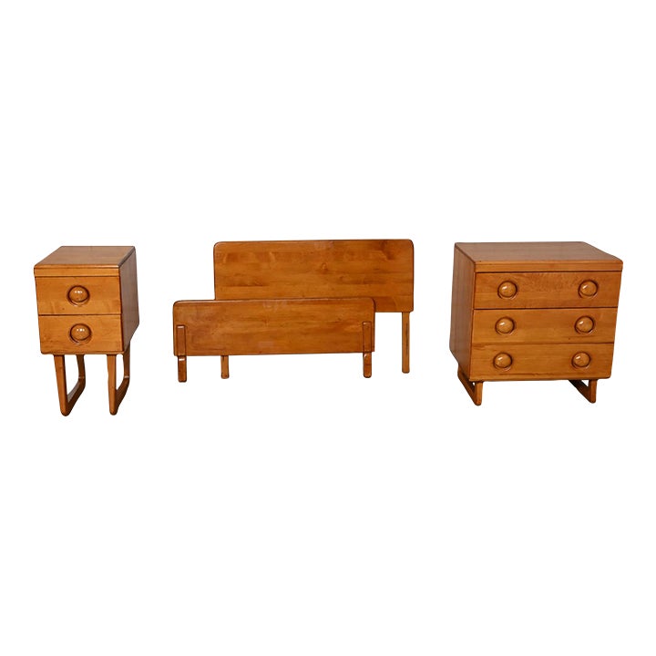 Early to Mid-20th Century Art Moderne Maple Twin Bed Headboard ...