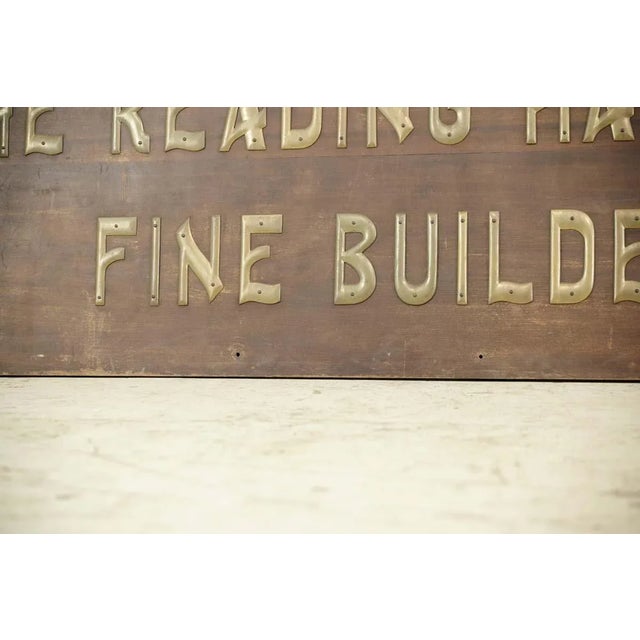 Mid 20th Century The Reading Hardware Company's Wood & Brass Wall Sign ...