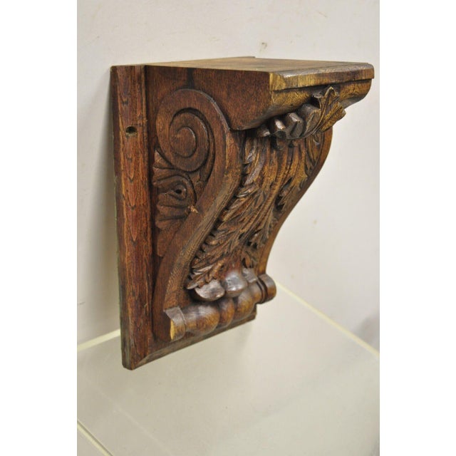 Mid 20th Century Oak Wood Victorian Style Leafy Scroll Corbels Bracket ...