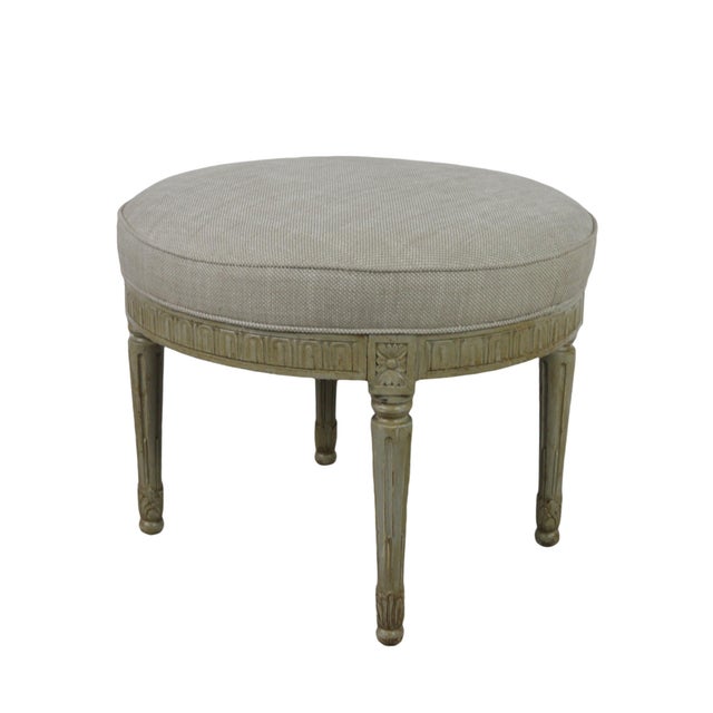 Pair Vintage Louis XVI Style Round Footstool | Chairish