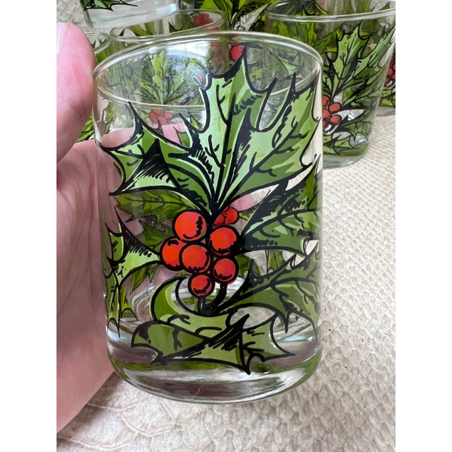 Christmas Decor Vintage Italian Holiday Glassware Holly Berry Decanter ...