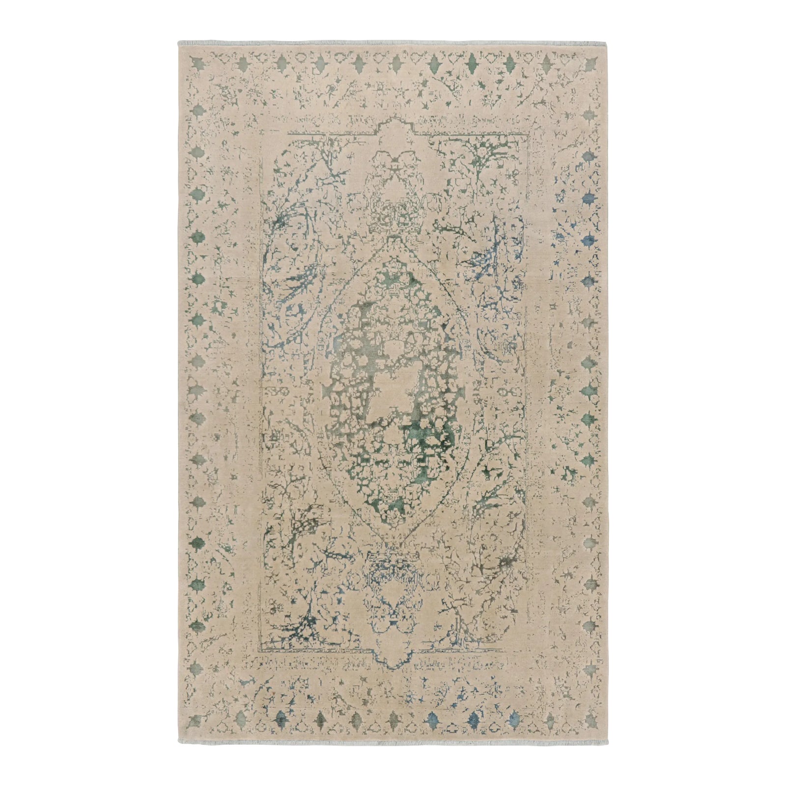 Rug & Kilim’s Modern Rug With Beige and Teal Abstract Patterns and ...
