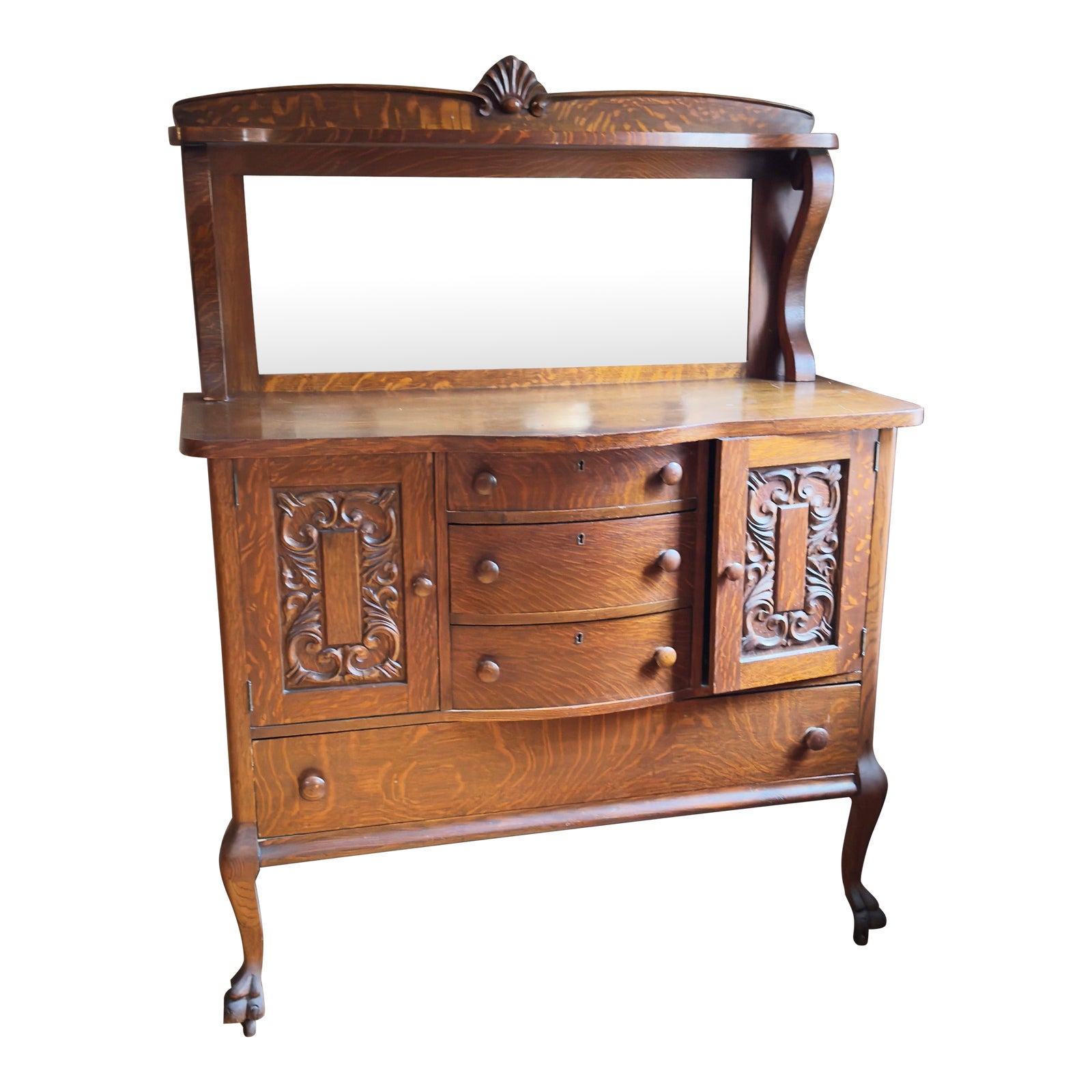 Late 19th/Early 20th Century Victorian Oak Sideboard | Chairish