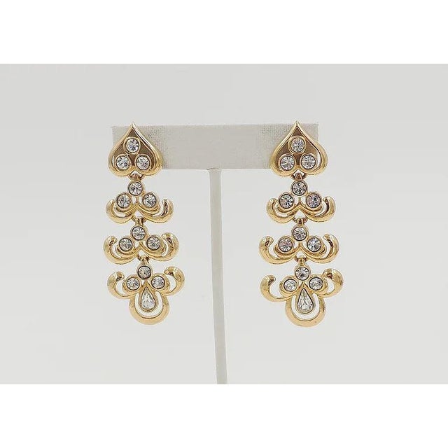 Napier "Hollywood" Rhinestone Chandelier Pierced Earrings, 1990 - 2 ...