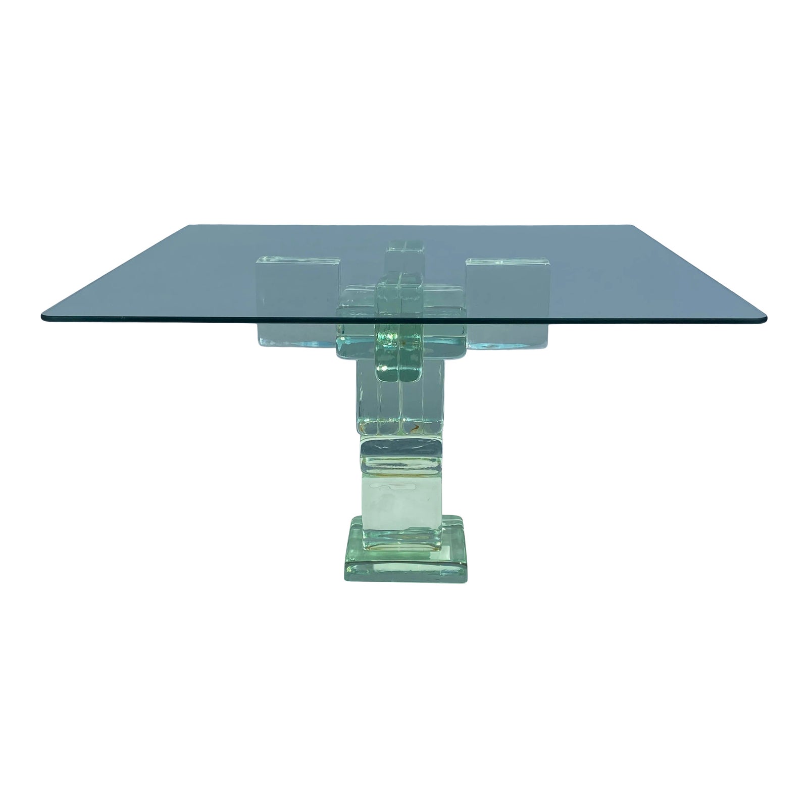 1980s Postmodern Glass Blocks Side Table | Chairish
