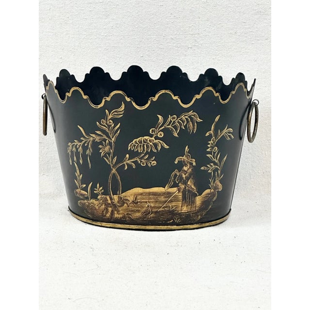 Vintage Chinoiserie Toleware Cachepot | Chairish