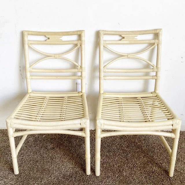Boho Chic Cream Bamboo Rattan Dining Chairs Chairish