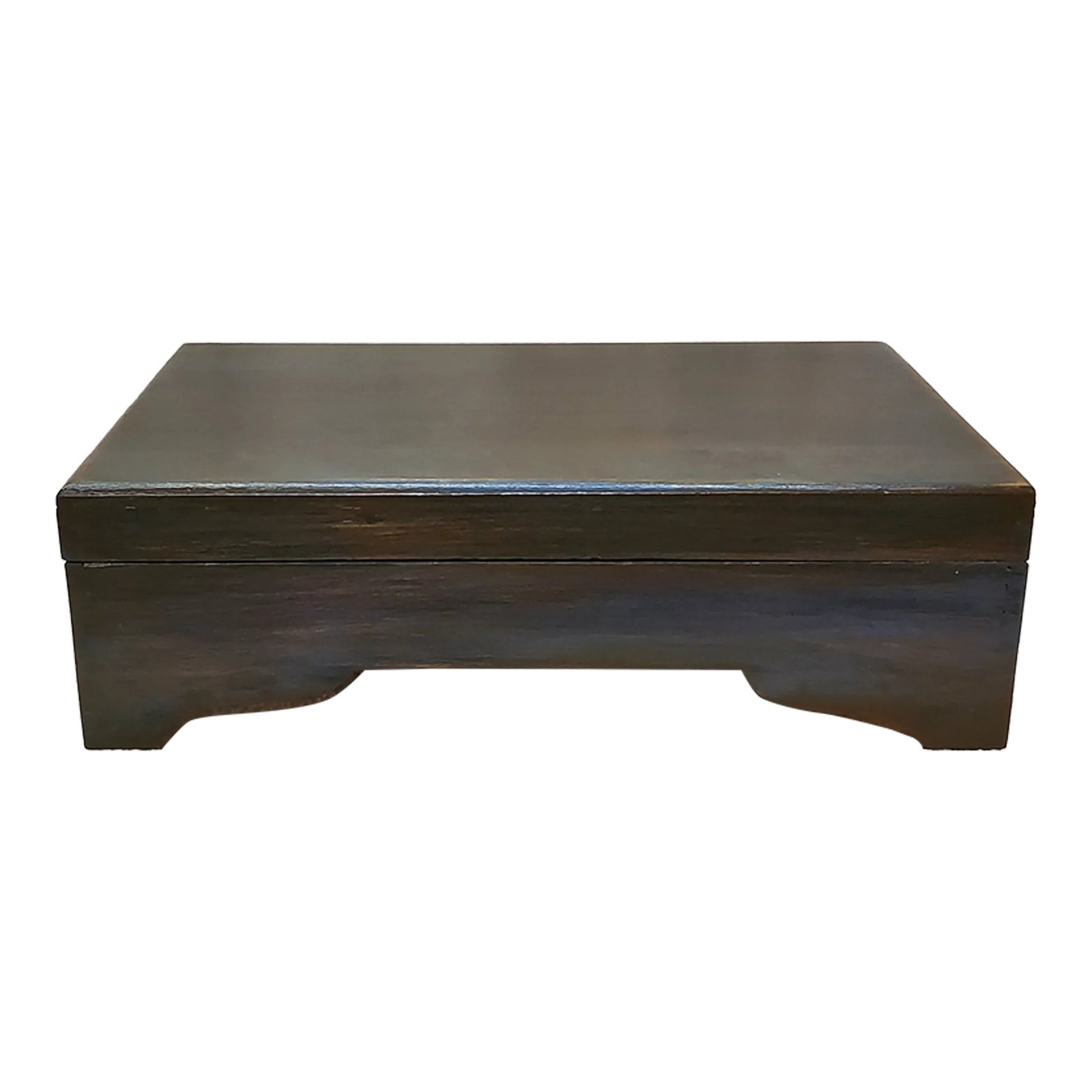 Late 20th Century Small Cedar Keepsake Box, Painted Dark Blue | Chairish