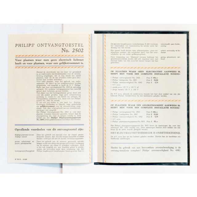 1920s Dutch Art Deco Philips Radio Advertising Pamphlet, 2502 (Matted ...